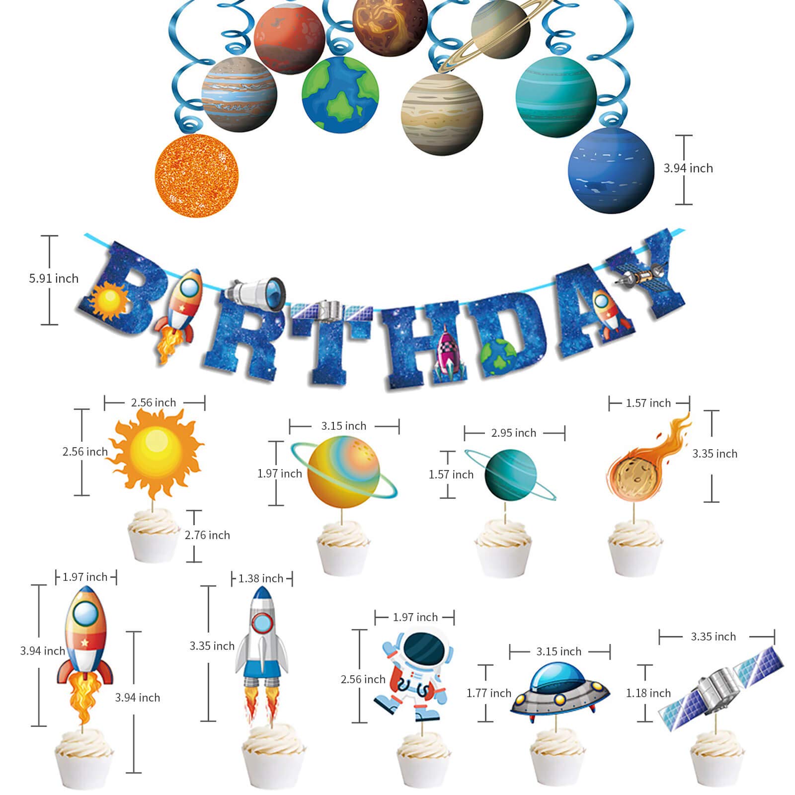 Space Party Decorations, Outer Space Theme Birthday Supplie, Solar System Hanging Banner Astronaut, Spaceship Rocket Galaxy Party Decor, Planet Birthday Party Banner for Boys Kids
