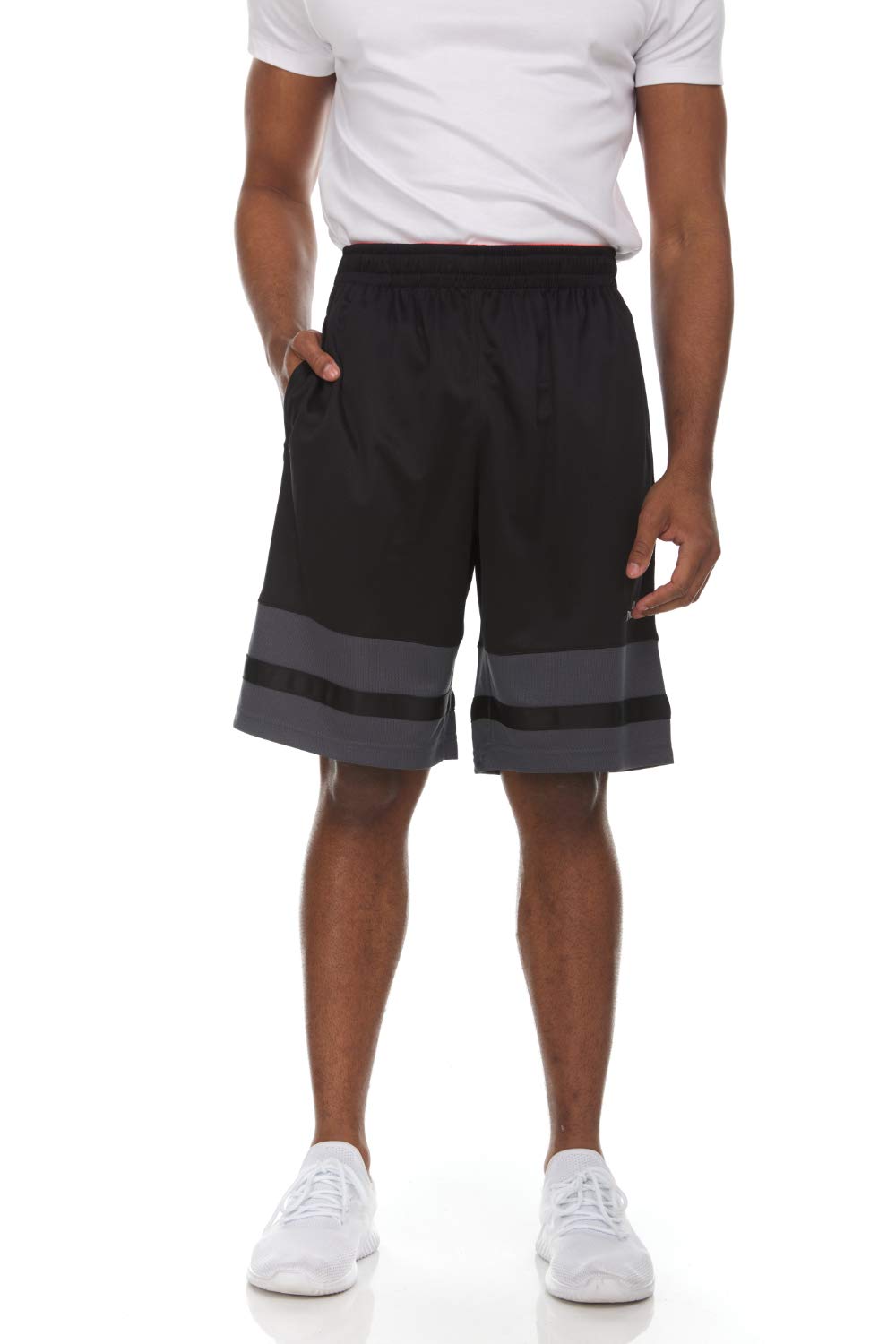 Spalding Mens Max Performance Basketball Short with 10" Inseam, Black/Graphite, L