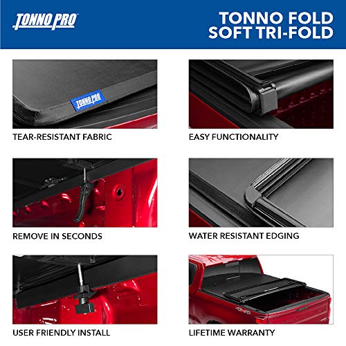Tonno Pro Tonno Fold, Soft Folding Truck Bed Tonneau Cover | 42-109 | Fits 2014 - 2018, 2019 Ltd/Lgcy Chevy/GMC Silverado/Sierra 1500 5' 9" Bed (69.3"), Black