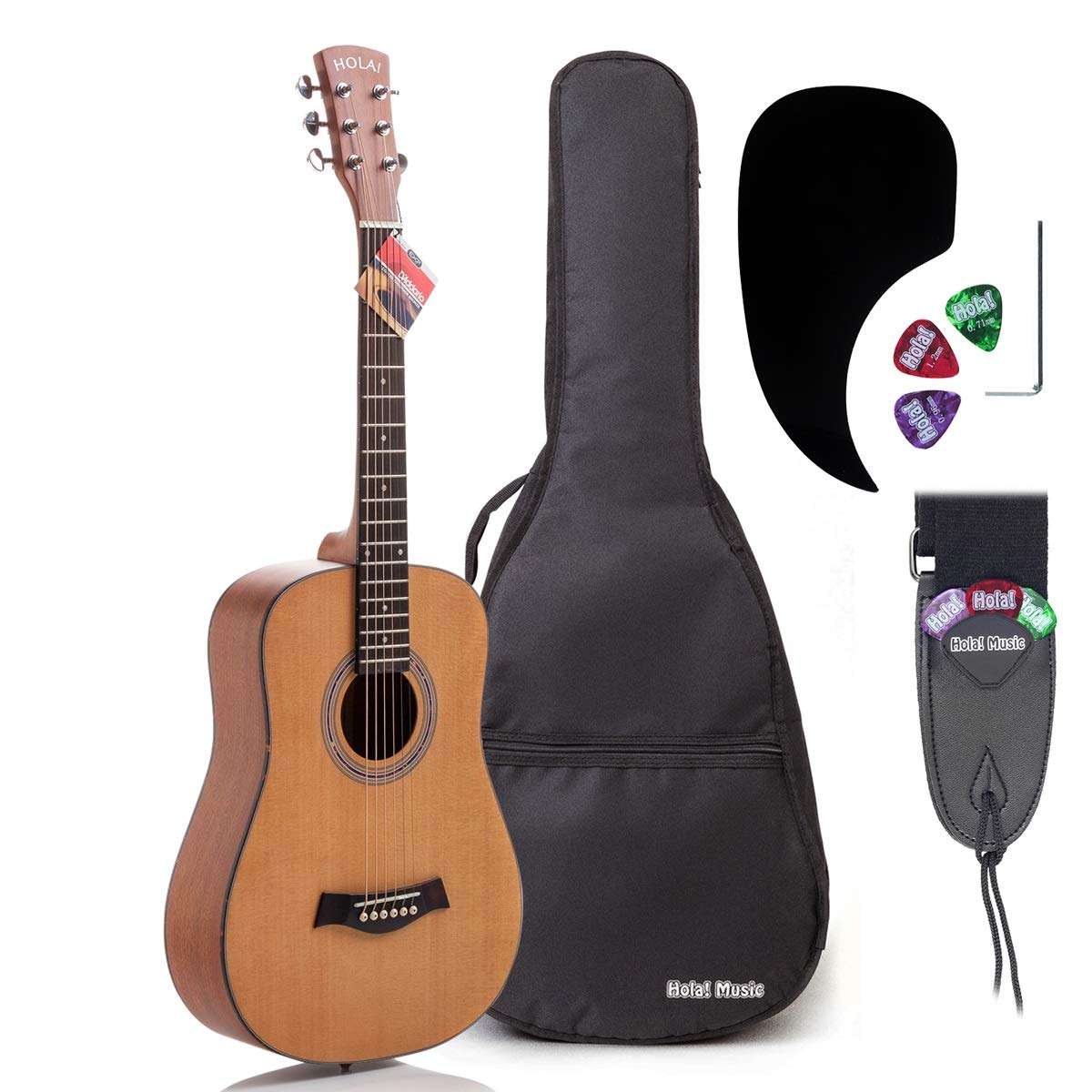 Hola! Music Acoustic Guitar Bundle for Beginners and Kids - 3/4 Size (36") Guitars - "Natural"