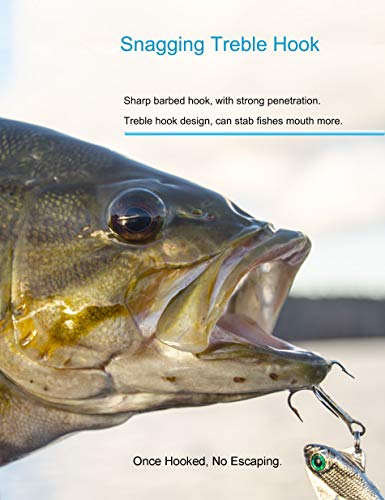 Beoccudo Treble Hooks Kit, Saltwater Freshwater Size 2 4 6 8 10 Triple Fishing High Carbon Steel Hooks