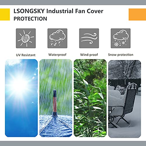 LSongSKY Industrial Fan Cover 2 Pack,Suitable for 30 Inch Wall Mount Fan,Industrial Pedestal Fan in the Warehouse,Shop, Garage,and Workspace,Waterproof & Dustproof 600D Oxford,Black