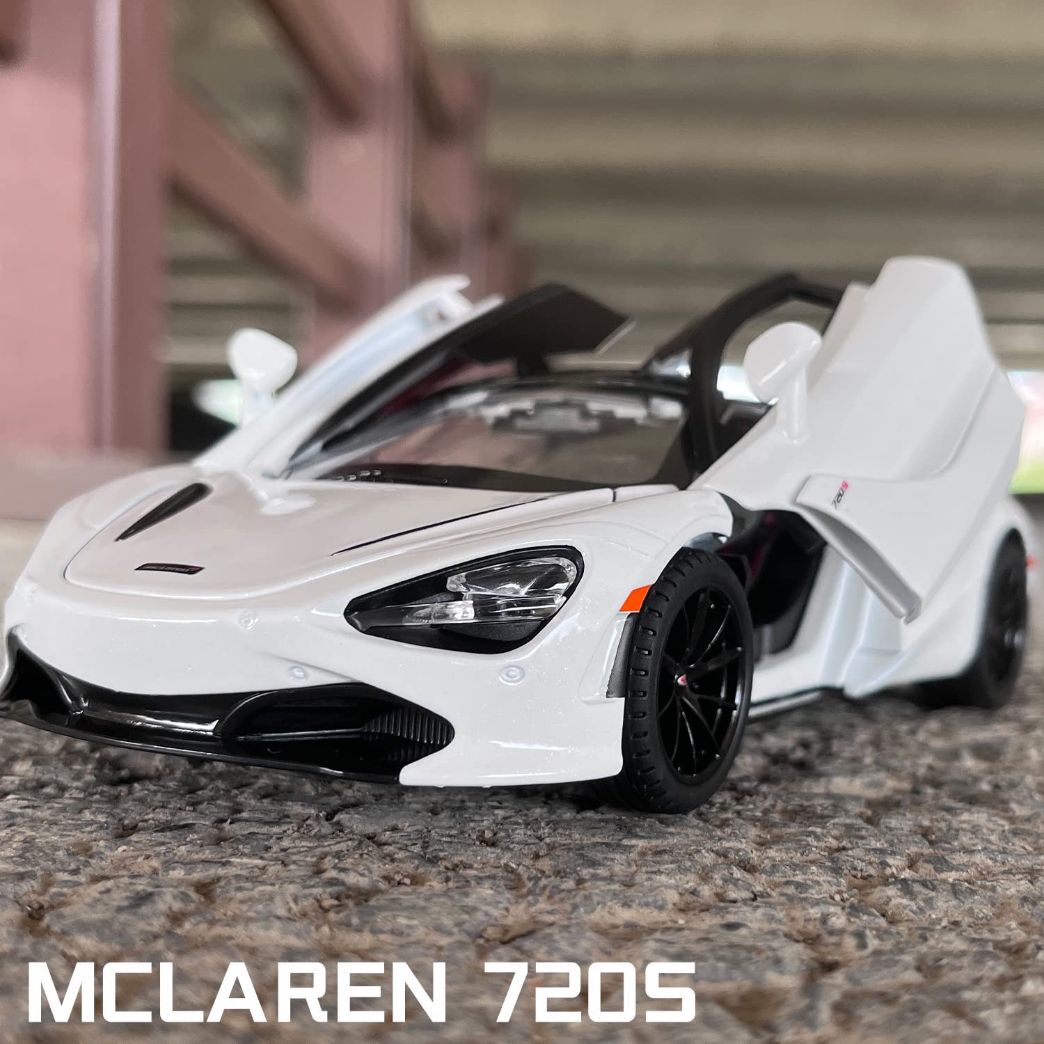 COOLPUR 1:24 diecast Model for MCLAREN 720s zinc Alloy Pull Back Car Diecast Model,Decorative,Mini Vehicles Toys for Kids,Boyfriend,Young Peoples Gift(bigwhite)