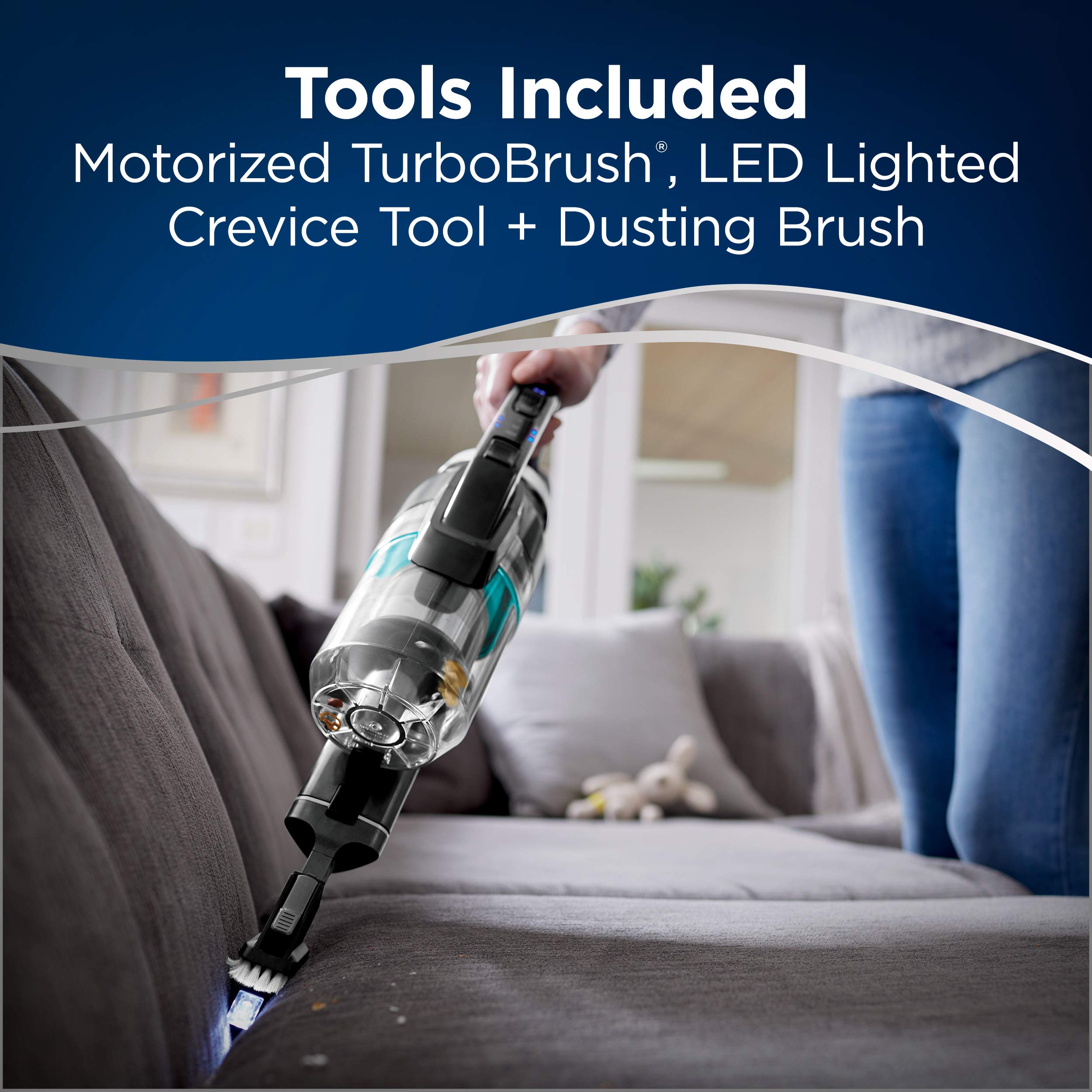 BISSELL ICONpet Cordless with Tangle Free Brushroll, SmartSeal Filtration, Lightweight Stick Hand Vacuum, 22889, Titanium/Black/Blue
