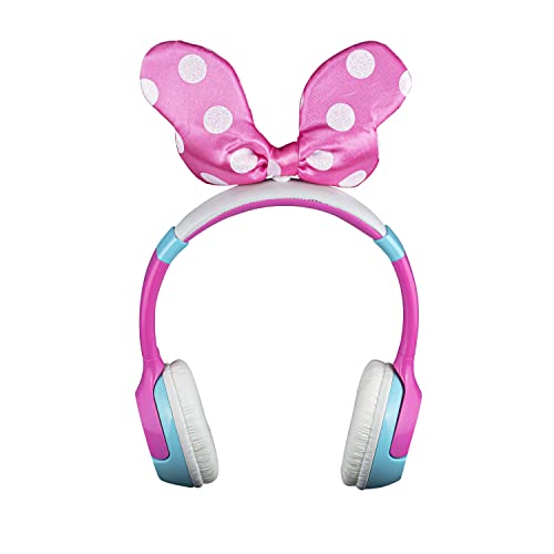 eKids Minnie Mouse Kids Bluetooth Headphones, Wireless Headphones with Microphone Includes Aux Cord, Volume Reduced Kids Foldable Headphones for School, Home, or Travel