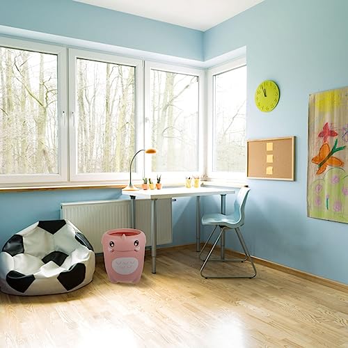 Dinos Desktop Trash Can, Plastic Wastebasket Cartoon Dinosaurs Garbage Container Bin for Bathroom, Kitchen, Home Office, Kids Room, Pink