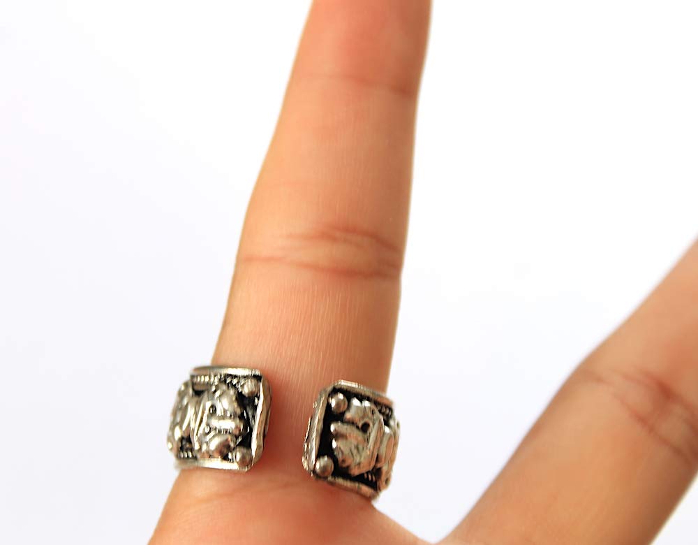 Bohemian Style Tibetan Om Adjustable Ring | Argentium Plated Stainless Steel Jewelry From Nepal