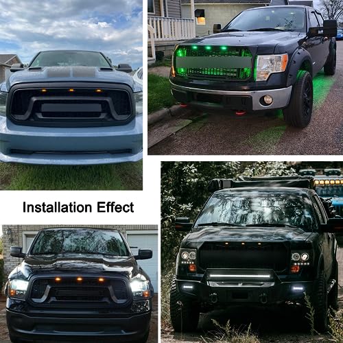 Boigoo Front Grille Lights Compatible for Ford F-150 Raptor 2004-2019 & Dodge Ram 1500 2013-2018 Aftermarket Grilles, Auto Grid Decorative LED (Blue)
