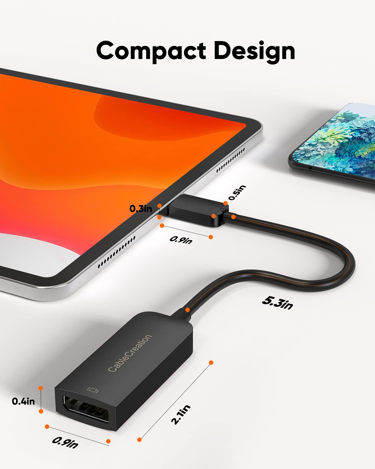 CableCreation USB C to DisplayPort 8K Adapter, 40G Type C to Display Port,USB-C to DP 1.4 [8K@60Hz, 4K@144Hz] HDR, Thunderbolt 4/3 Compatible with Valve Index, MacBook, iPhone 15, XPS, Oculus Rift S