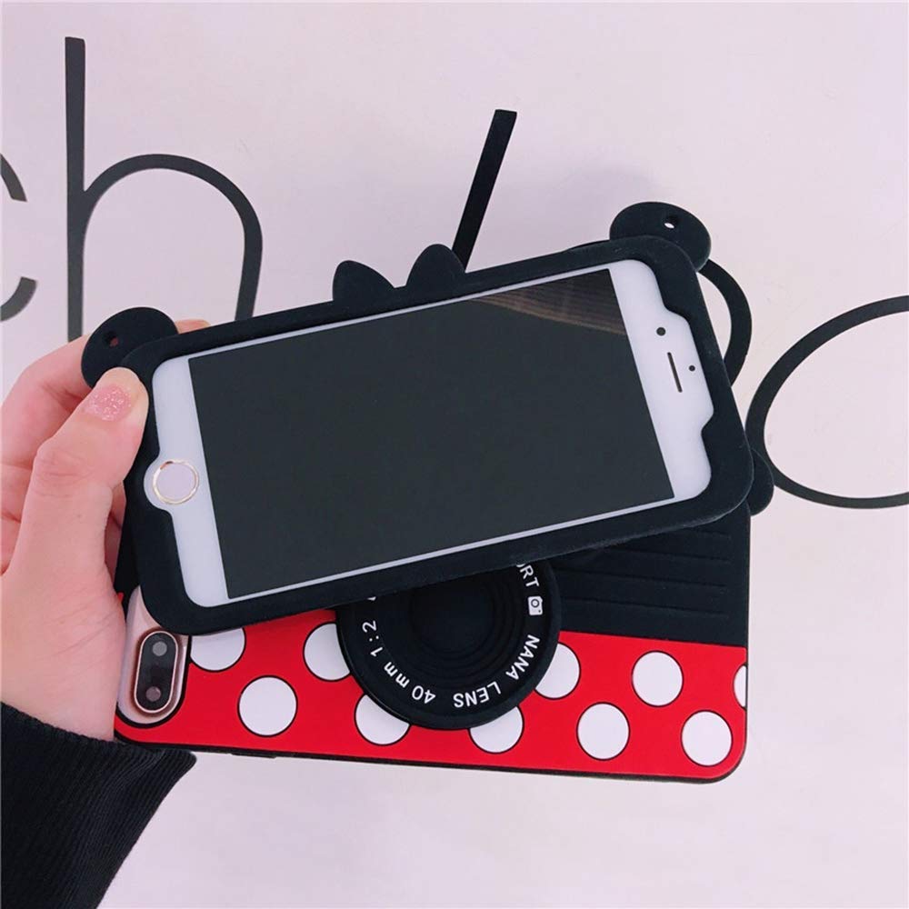 BOLOTO Cute Minnie Mouse 3D Cartoon Silicone Case for iPhone SE 2020, 8, 7, 6S (4.7") - Shock-Absorbent, Polka Dot Bumper