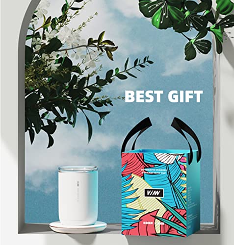 MugAnime Thermostatic Auto Stirring Coffee Mug, Warmer Control Stirring for Coffee,Tea,Cocoa,Milk.Stir 2 min Keep 131℉/55℃ 8 Hour(with Lid) White11 oz Electric Mixer Mug