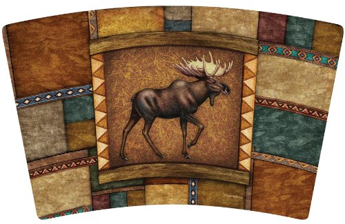 Mugzie "Moose Tapestry" Stainless Steel Travel Mug with Insulated Wetsuit Cover, 20 oz, Black