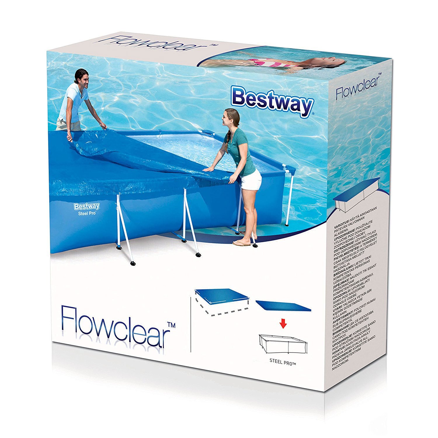 Bestway 118 x 79 Above Ground Swimming Pool Solar Cover Tarp for 9 Foot Steel Pro and Power Frame Pool, Pool Not Included