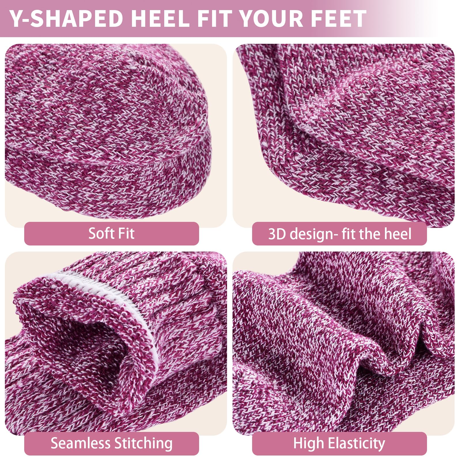 coclothy 5 Pairs Wool Socks for Women - Womens Wool Socks Winter Socks Warm Thick Knit Wool Soft Vintage Casual Crew Socks
