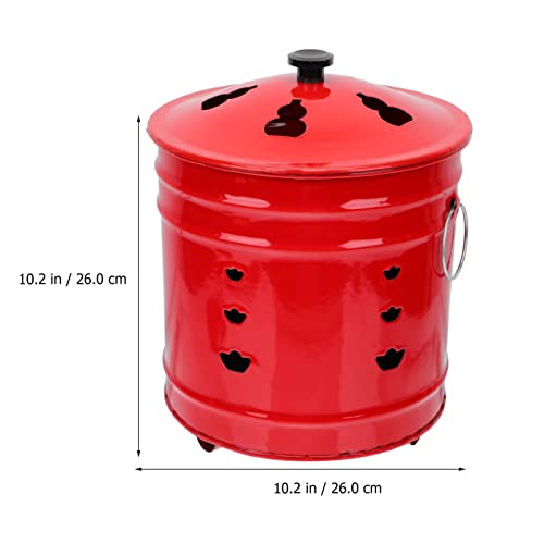 DOITOOL Small Burning Bucket Incinerator Barrel with Lid Incinerator Fire Bin Enamel Fire Cage Works Good to Burn Old Bills, Documents and Paper (10.22 x 10.22 inch)