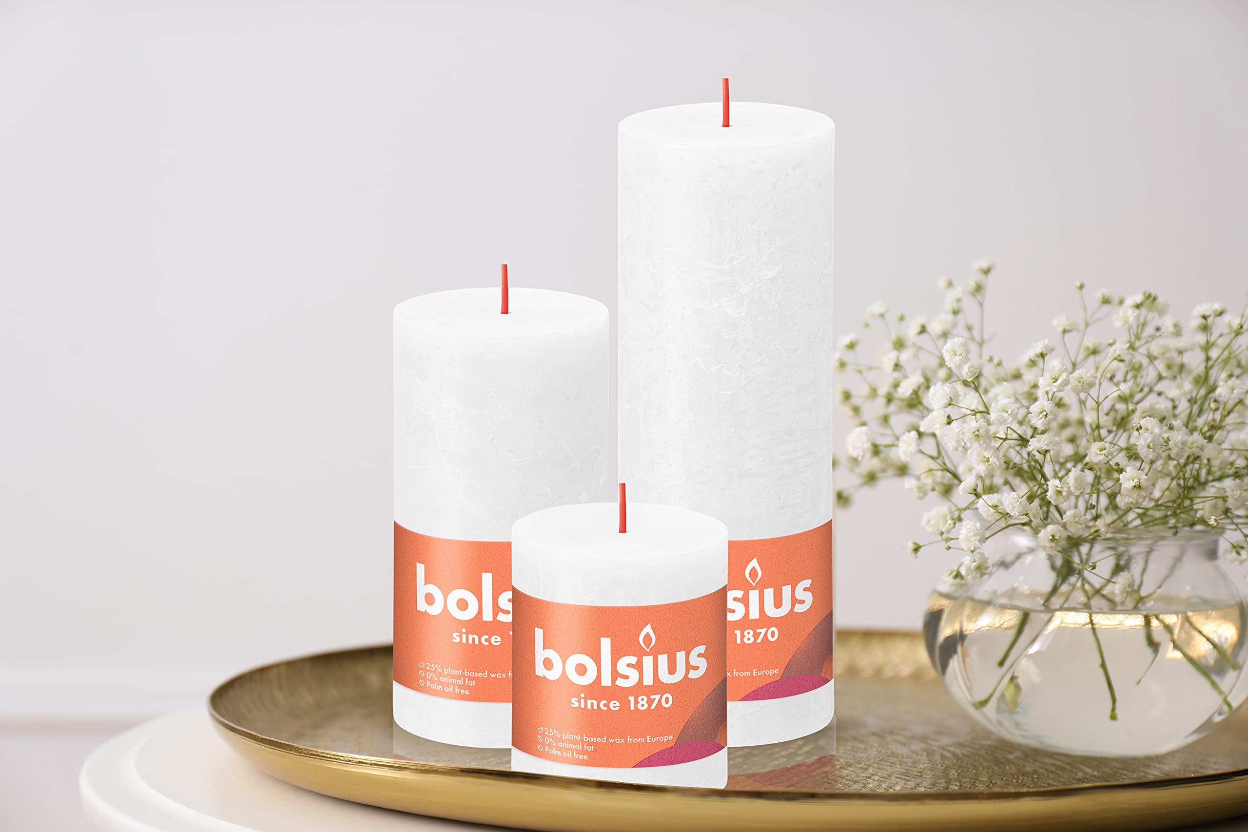 BOLSIUS Soft Pink Rustic Pillar Candles 6 Pack Bulk - 2.75 x 3.25 Inches - 30 Hours Burn Time - Premium European Quality - Smooth And Smokeless Flame - Unscented Dripless Wedding & Party Décor Candles