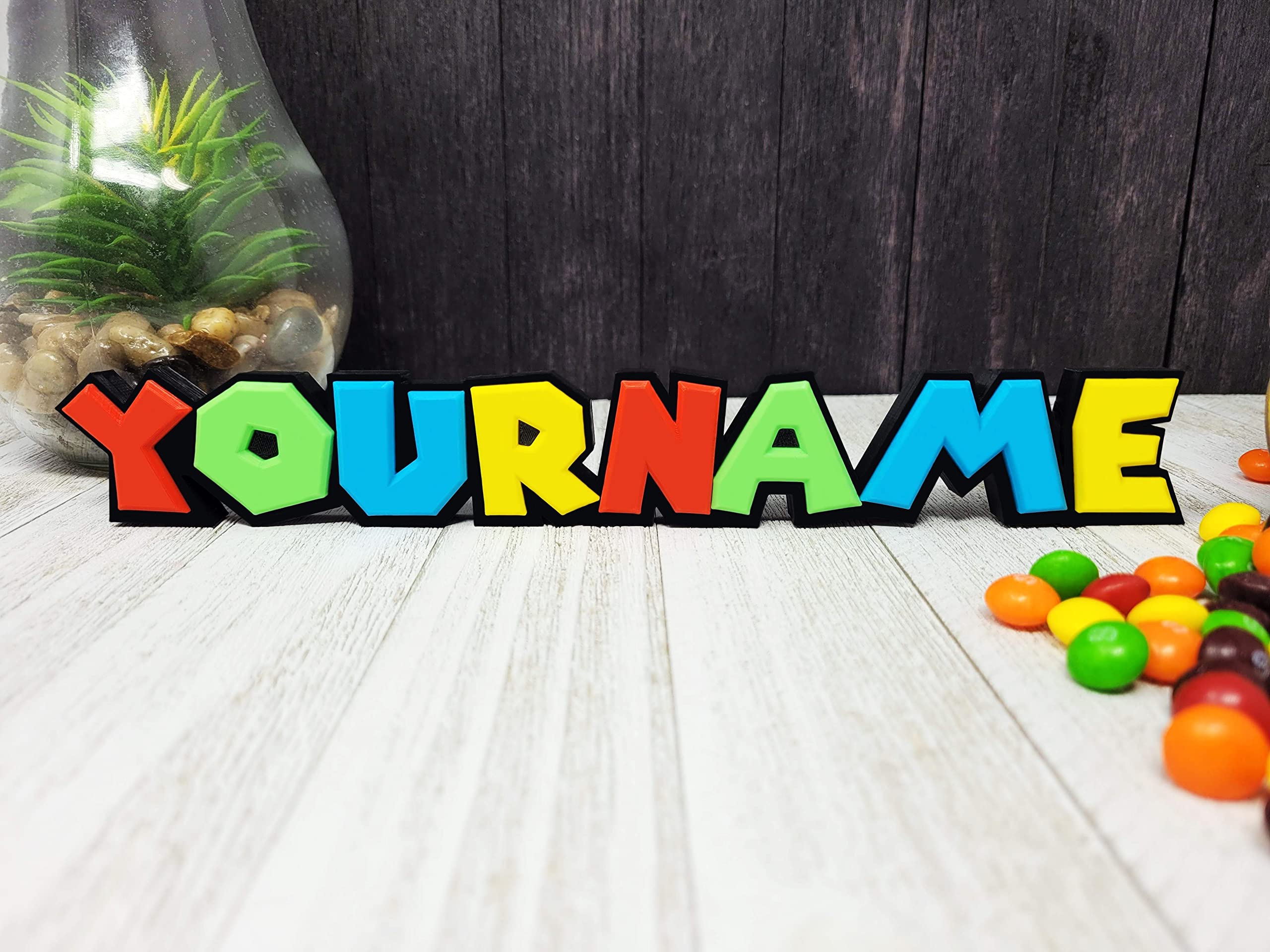 Custom Mario Inspired Nameplate, 3D Printed Font Name, Teacher Desk Plaque, Kid Themed Playground Sign, Baby Nursery Crib Letters, Personalized Kart Gamer Gift - Customizable (Mario v2)