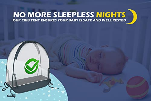 Mumzei Baby Crib Tent to Keep Baby from Climbing Out - Pop Up Safety Crib Net to Keep Baby in - Crib Mosquito Net โ See Through Premium Mesh Cover - Grey