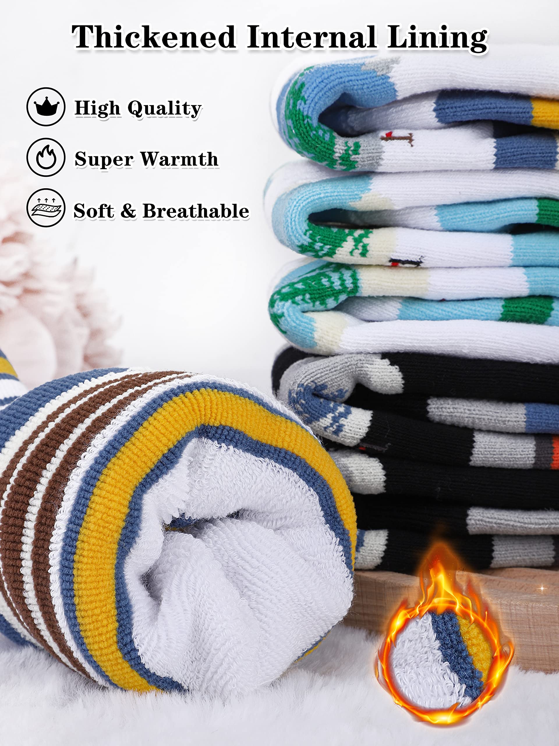 Cooraby 3 Pack Toddlers Kid Ski Socks Winter Warm Thermal Snow Socks Thick Boot Socks Skiing Snowboarding Hiking Socks for Boys Girls