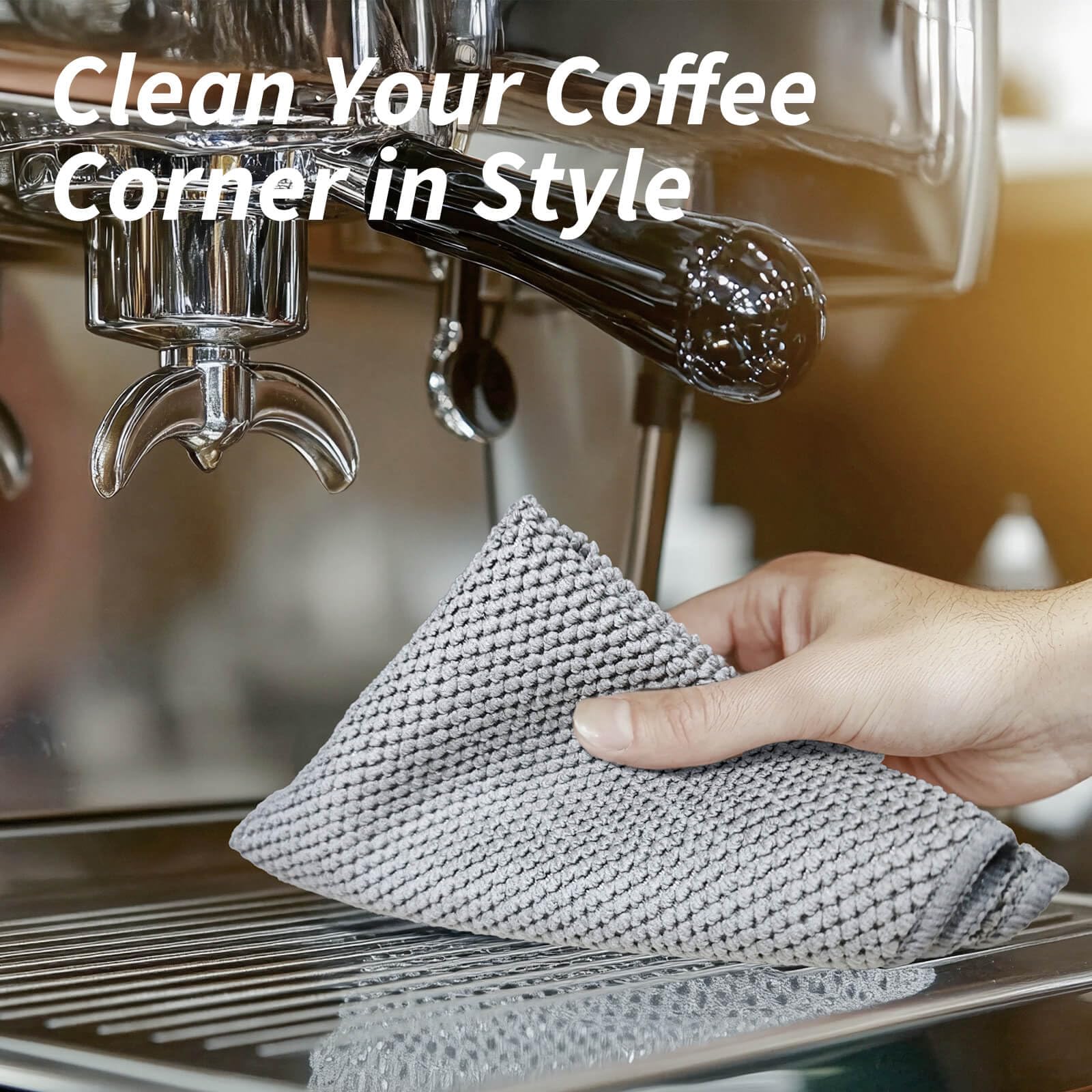 EubooTree Barista Towels, Extra Thick Microfiber Coffee Cleaning Cloths for Espresso Machine, Steam Wand, Milk Frother, Countertop,12βx12β, 6 Pack