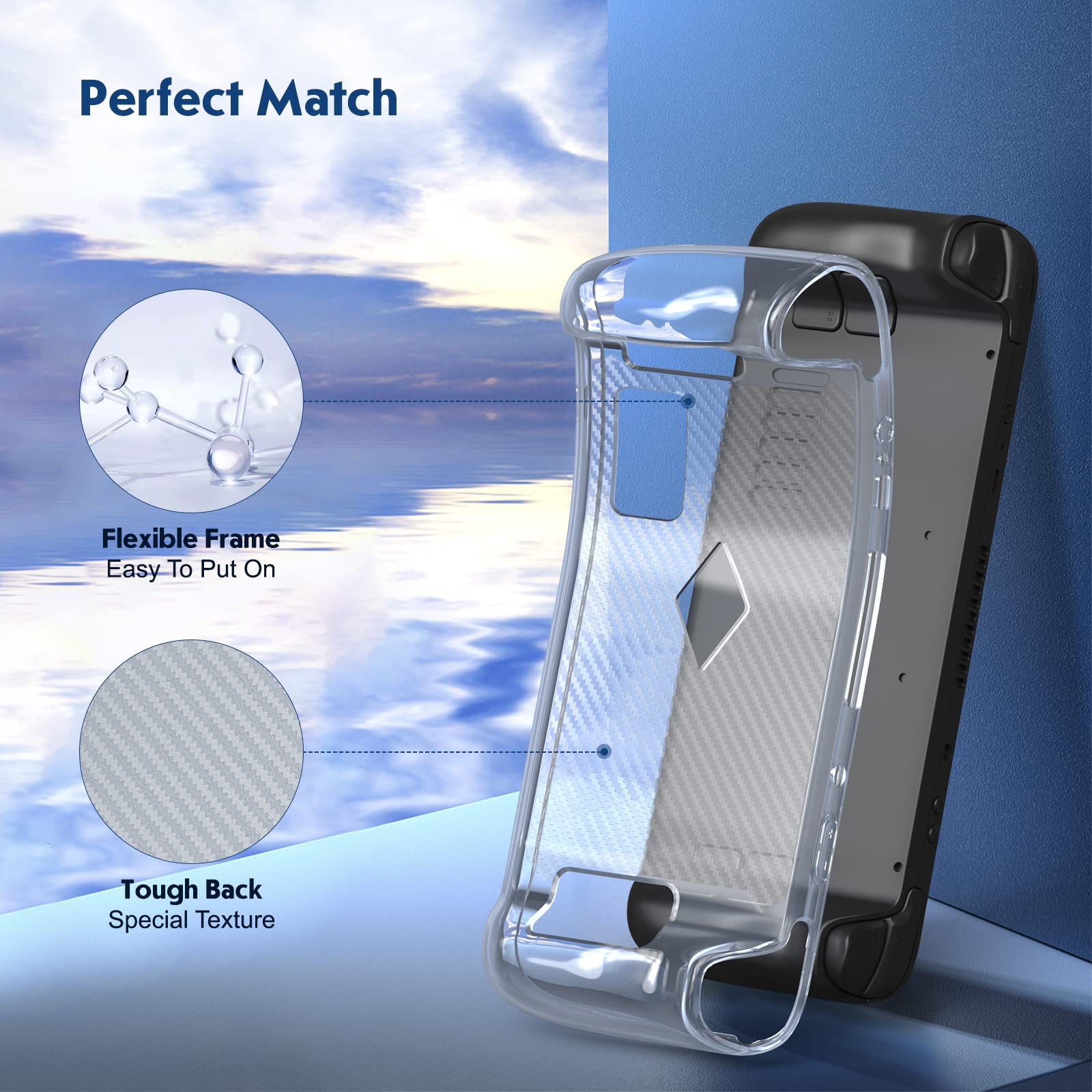 Case for Steam Deck, SENQAO Clear Case for Steam Deck, TPU Cover Protector with Full Protection, Shock-Absorption, Non-Slip Anti-Scratch Ergonomic Design, Soft Case Steam Desk Accessories