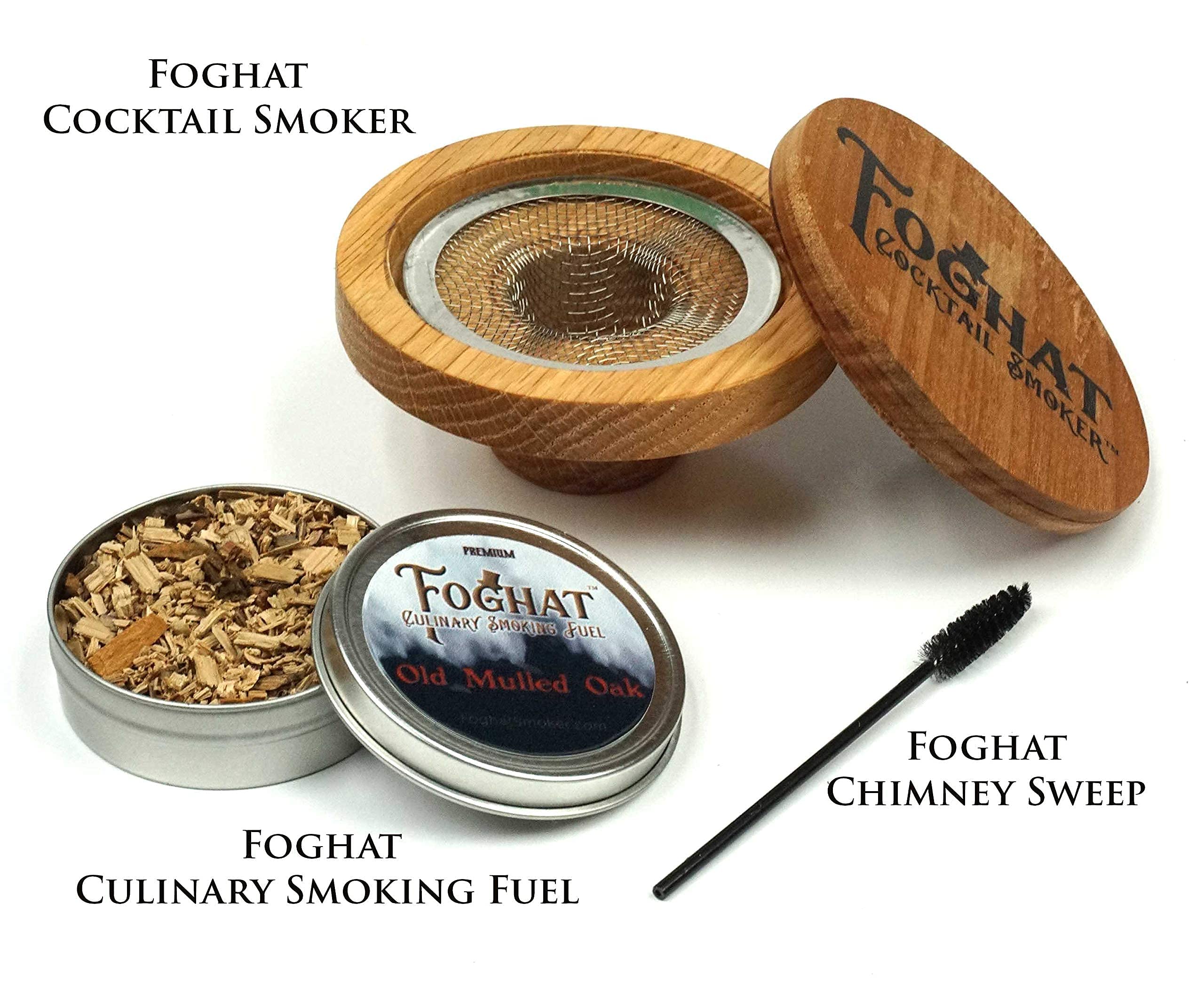 Foghat Cocktail Smoker with Bourbon Barrel Wood Shavings and Bourbon Resurrection Foghat Culinary Smoking Fuel Bundle