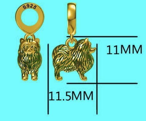 Bolenvi BOLENVI Pomeranian Dog 925 Sterling Silver Dangle Pendant Charm Bead For Pandora & Similar Charm Bracelets or Necklaces