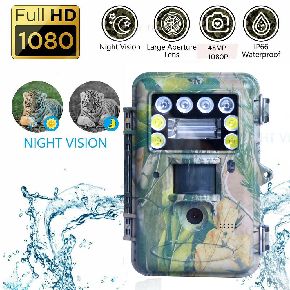 Boly Trail Camera 48MP 1080P Video Game Camera, with White LED/Xenon Flash/Black IR, 2β LCD Display up to 100ft. Detection Range and 90ft. Lighting Range, Against Water & Snow Hunting Cam