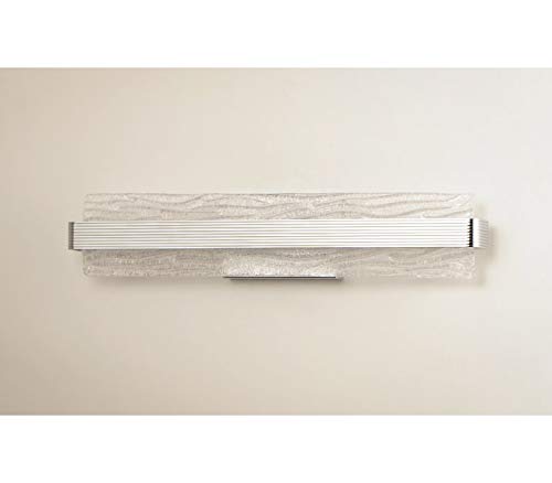 ET2 E24424-124PC Ripple Artisanal Piastra-Style Glass Bath Vanity Bar LED Wall Sconce, 1-Light 20 Watt, 24" H x 4" W x 5" L, Polished Chrome