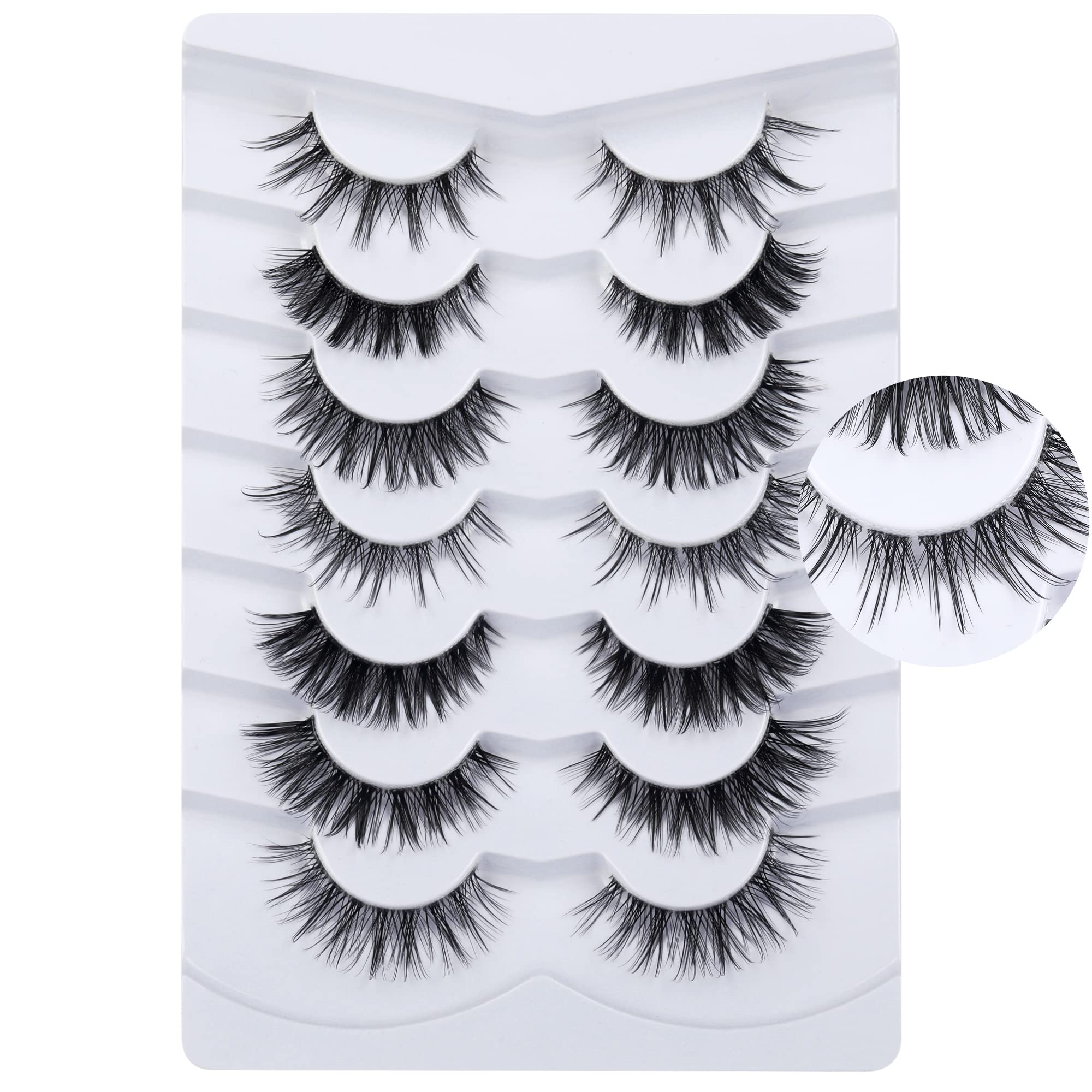 Clear Band Cluster Lashes Individual DIY Eyelash Extension 7 Styles Lashes Natural look Wispy Manga Lashes Individual Pawotence 16mm 17mm Soft Reusable False Eyelashes 7 Pairs Pack