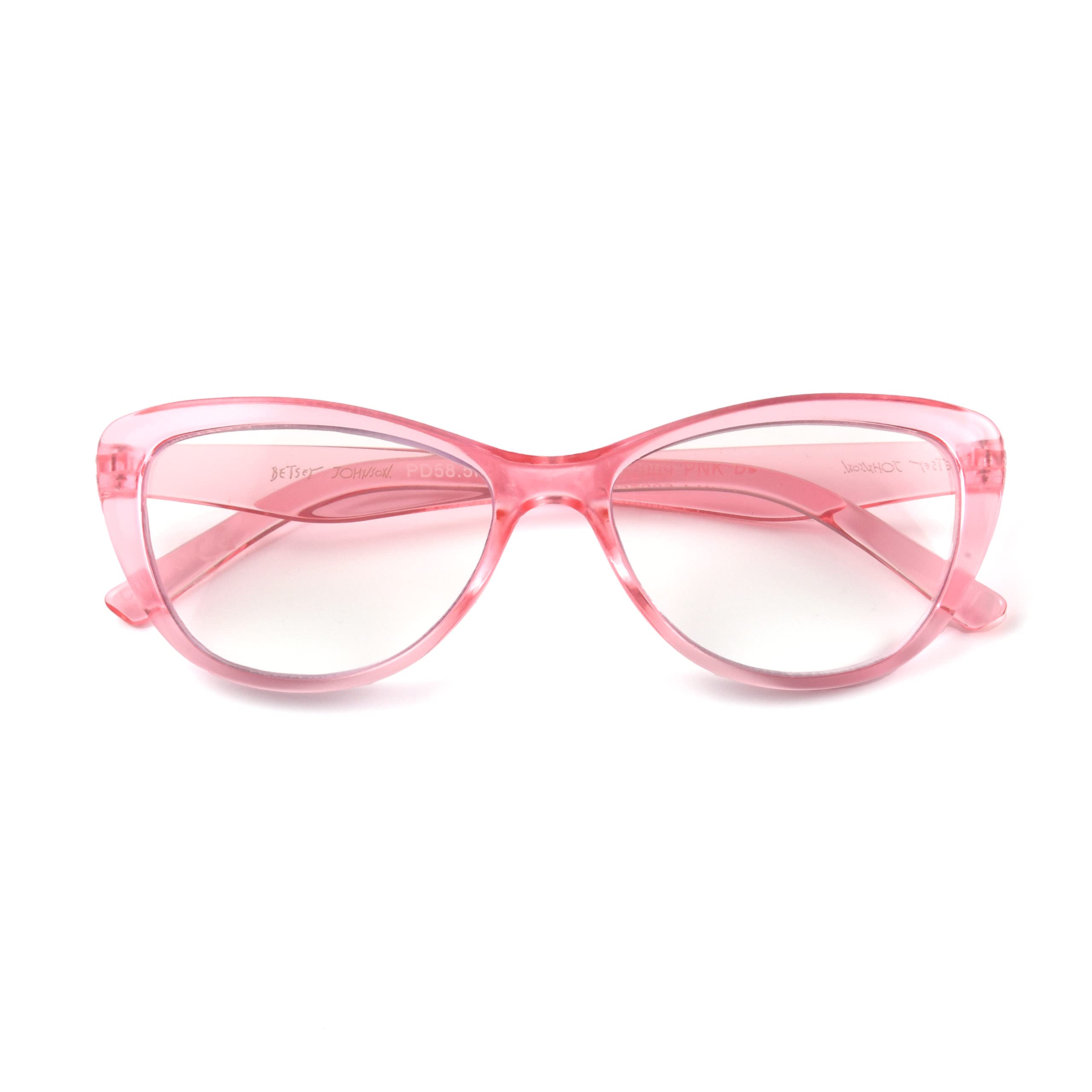 Betsey Johnson Womens Yara Blue Light Glasses Reading Glasses, Crystal Pink, 40mm US