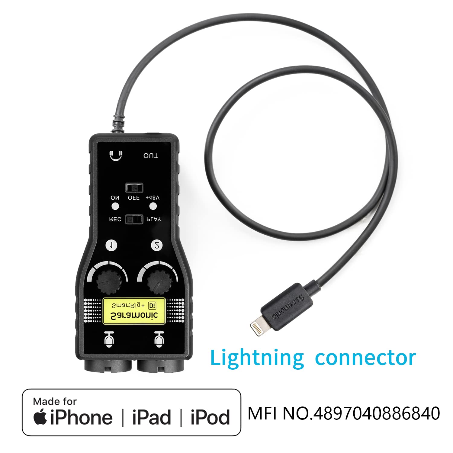 Lightning Microphone Preamp Compatible with iPhone 11 X 8 7 6 Vlog, Saramonic 2-Channel Lightning Mic XLR & 6.3mm Guitar Interface for iPad iPod, iOS Smartphone Tablet YouTube Video