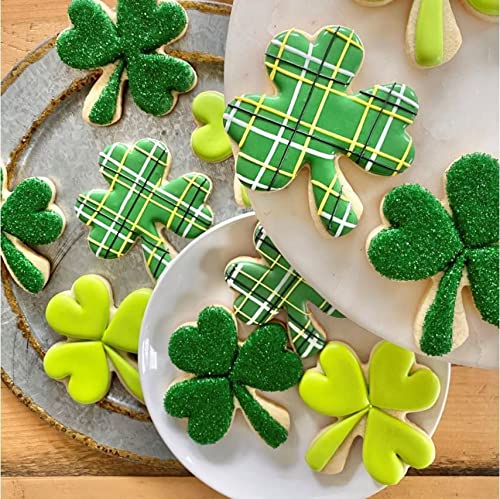 Clover Cookie Cutter Set, 4-Piece Patrick's Day Shamrock Cookie Cutter Set, Irish Holiday Party Supplies4'', 3.2'', 1.85'', 1.3''
