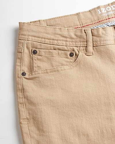 IZOD Men's Jeans - Comfort Stretch Denim Jeans - Casual Straight Leg Jeans for Men, Size 36W x 32L, Khaki