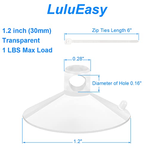 LuluEasy 100 Pieces Suction Cups with 200 Pieces Adjustable Zip Ties for Hanging Crafts, Plush Dolls, Festivals Decoration, Aquarium Thematic Ornaments Fish Tank Binding Moss Shrimp Dodging Nest