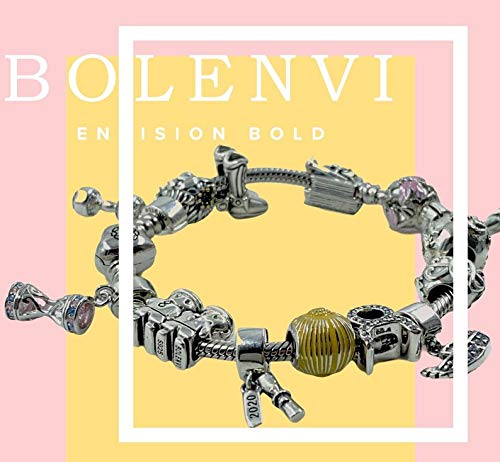 Bolenvi German Shepard Dog Head 925 Sterling Silver Charm Bead Pendant for Pandora & Similar Charm Bracelets or Necklaces