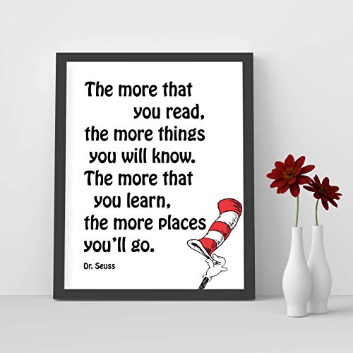 Dr. Seuss Quotes- Read and Know- Inspirational Wall Art, Motivational Wall Art Print Makes Ideal Wall Decor For Living Room Decor, Office Decor, Classroom and Kids Wall Decor, Unframed- 8x10”