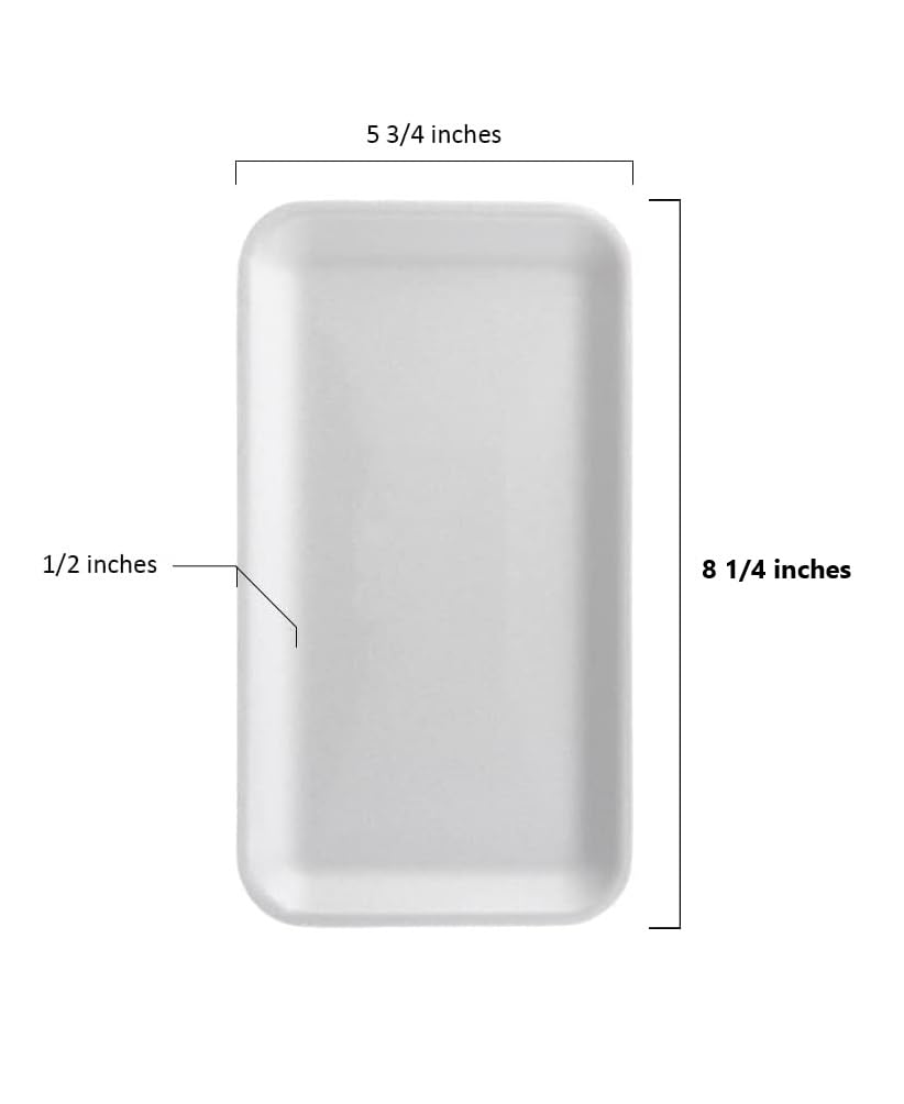 Bits N Things White Foam Trays with Absorbent Pads, Disposable Standard Supermarket Meat Poultry Frozen Food Trays - Pack of 20