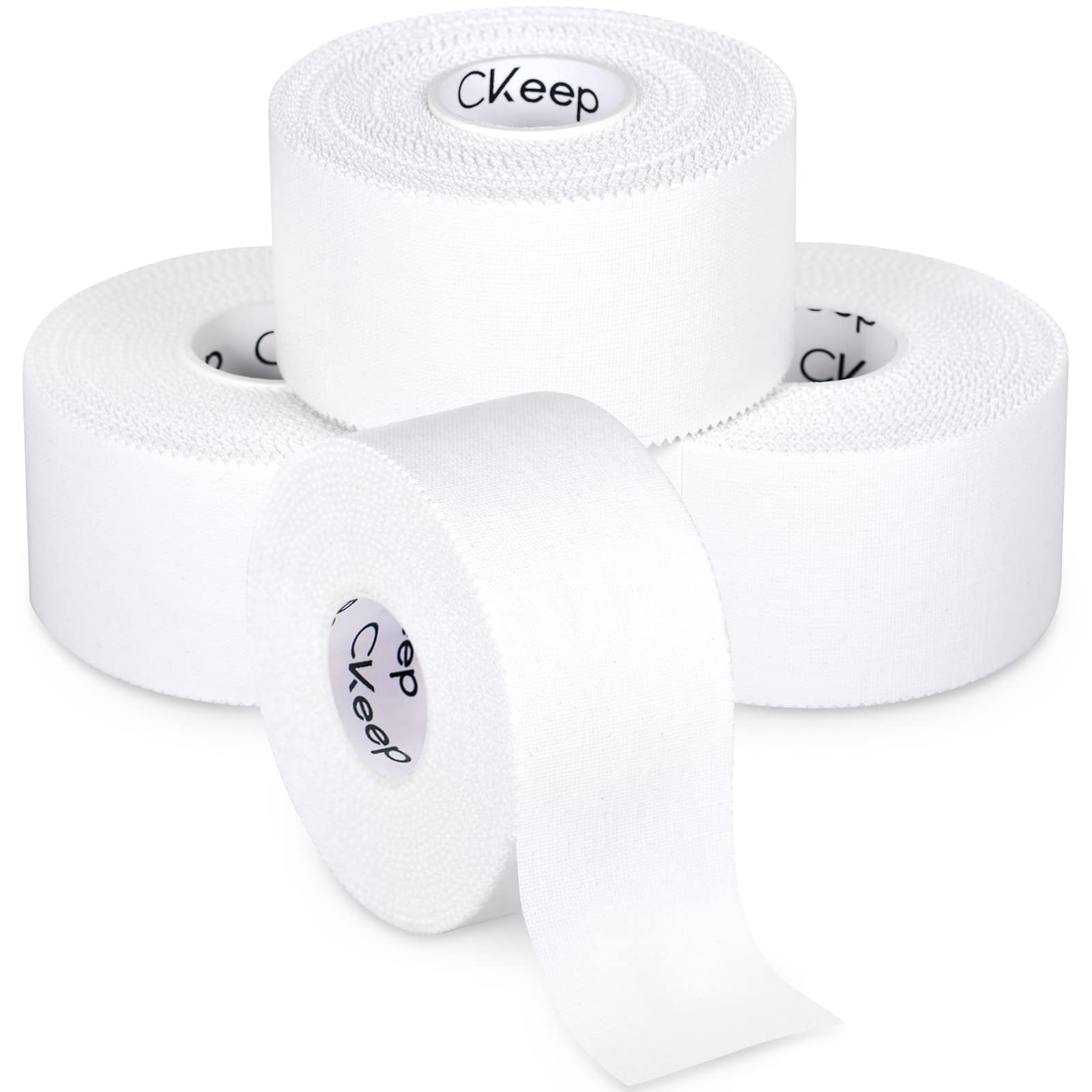 CKeep Athletic Tape, 45ft Per Roll, Easy to Tear and No Residue, Sport Tape for Strains and Sprains, Hypoallergenic and Breathable (3 White)