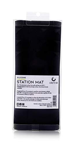 Colortrak Heat-Resistant Styling Station Mat, Silicone Mat Prevents Work Surfaces from Heat Damage of Styling Tools, Prevent Tool from Falling or Slipping, Black, 9 x 11 inches