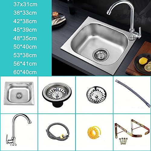 Commercial Sink Hand Washing Basin, Single Bowl Kitchen Sinks, Utility Laundry Portable Handwashing Station, for Outdoor Indoor, Garage, Laundry/Utility Room, Restaurant,38 * 33cm