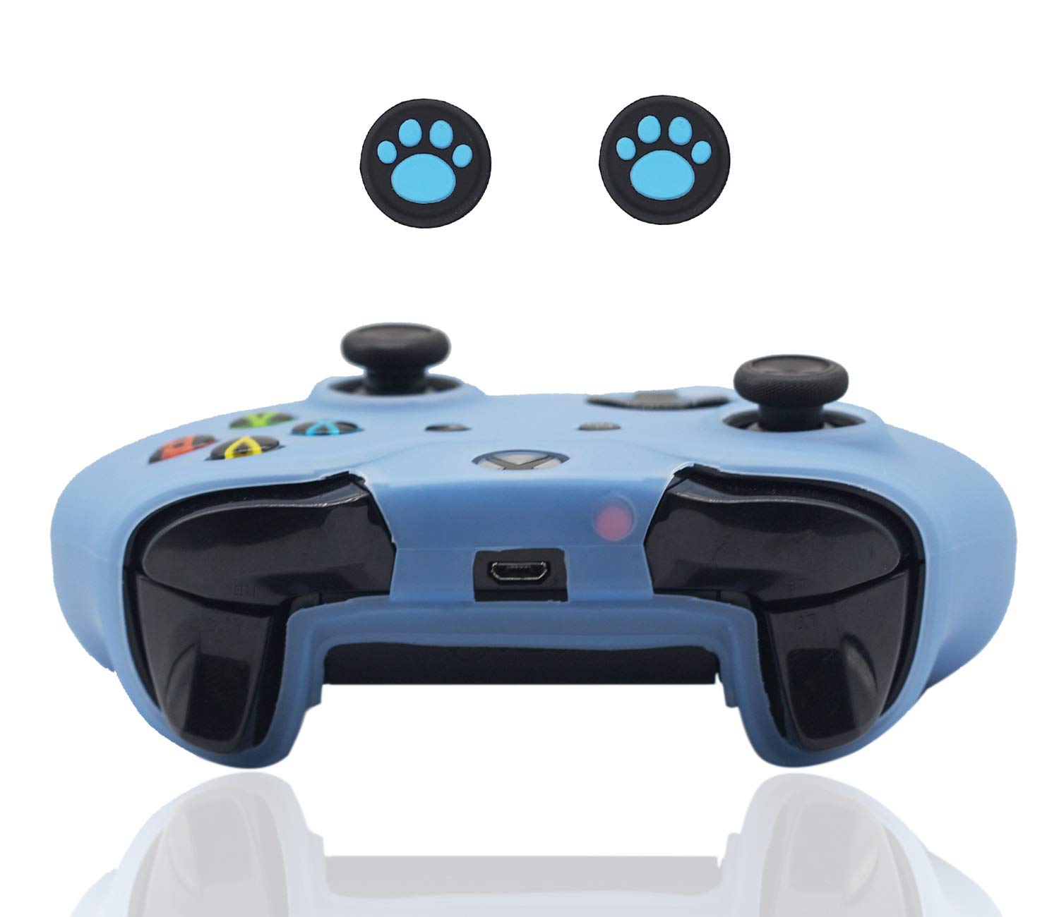 BRHE Cute Skin Cover for Xbox-One/Series X/S Controller Anti-Slip Silicone Grip Protective Case Accessories Set Wireless/Wired Gamepad Joystick with 2 Cat Paw Thumb Grips Caps (Blue)