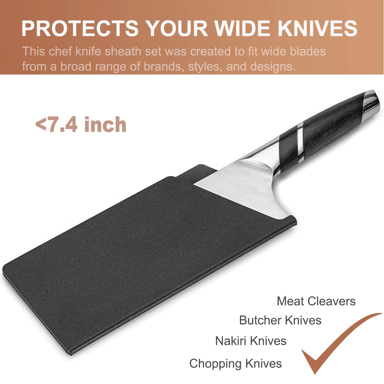 Butcher Chef Knife Edge Guards (2-Piece Set) Wide Knives Blade Edge Protectors - Meat Cleaver Knife Sheath Set - BPA-Free Chef Knife Covers