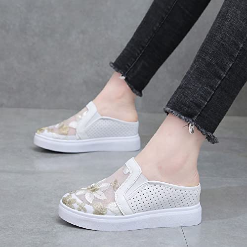 Casual Women's Non Slip Flowers Solid Color Slip On Thick Sole Breathable Work Single Casual Athletic Shoes for Men
