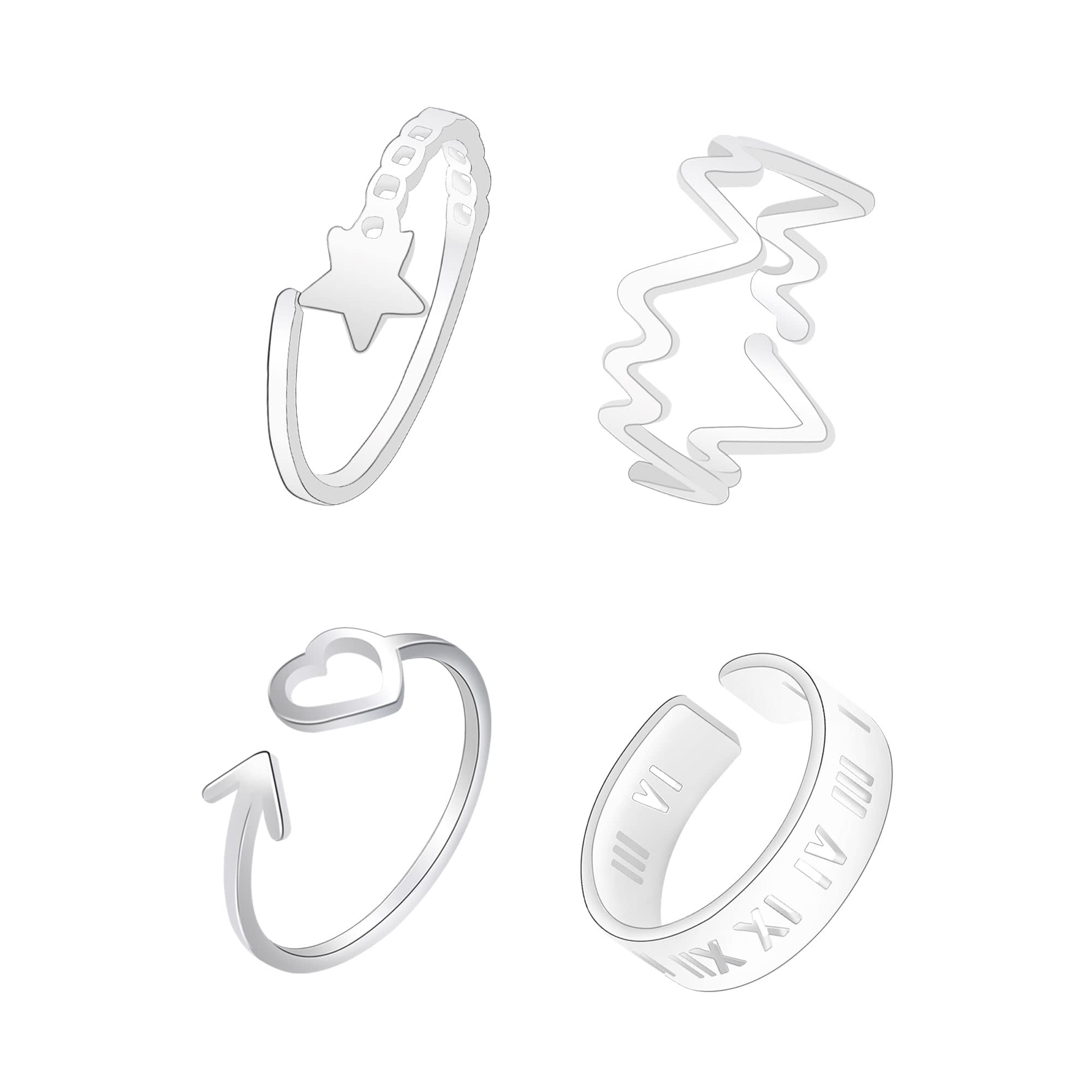 Bifriend Stackable Finger Rings for Women Girls Knuckle Rings Set Gold Black Silver 925 Stacking Rings Set BOHO Butterfly Crown Rings (4 PCS)
