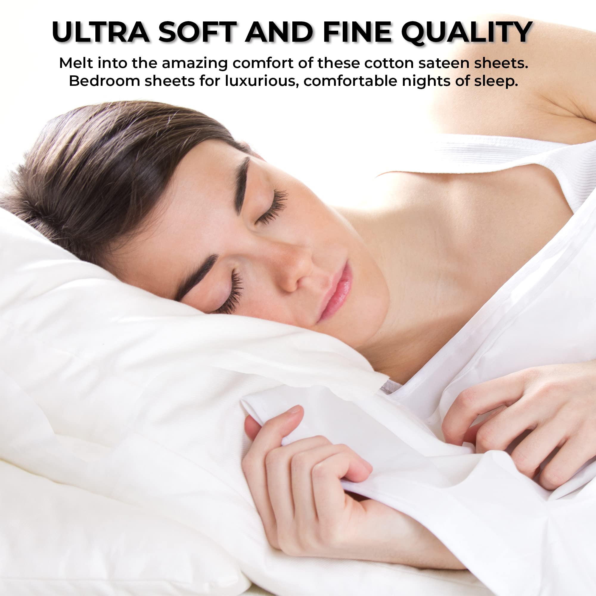 Tribeca Living Bed Sheet Set, Soft Egyptian Cotton Sateen Solid Sheets and Pillowcase Set, Deep Pocket, 600 Thread Count, 6-Piece Luxury Bedding, Queen, Silver Grey