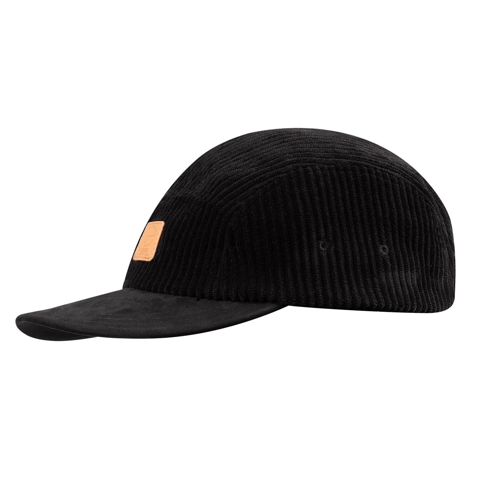 Clakllie Corduroy Baseball Cap Snapback 5 Panel Hat Solid Colors Trucker Dad Hat Stylish Biker Board Caps Sun Hat,Balck