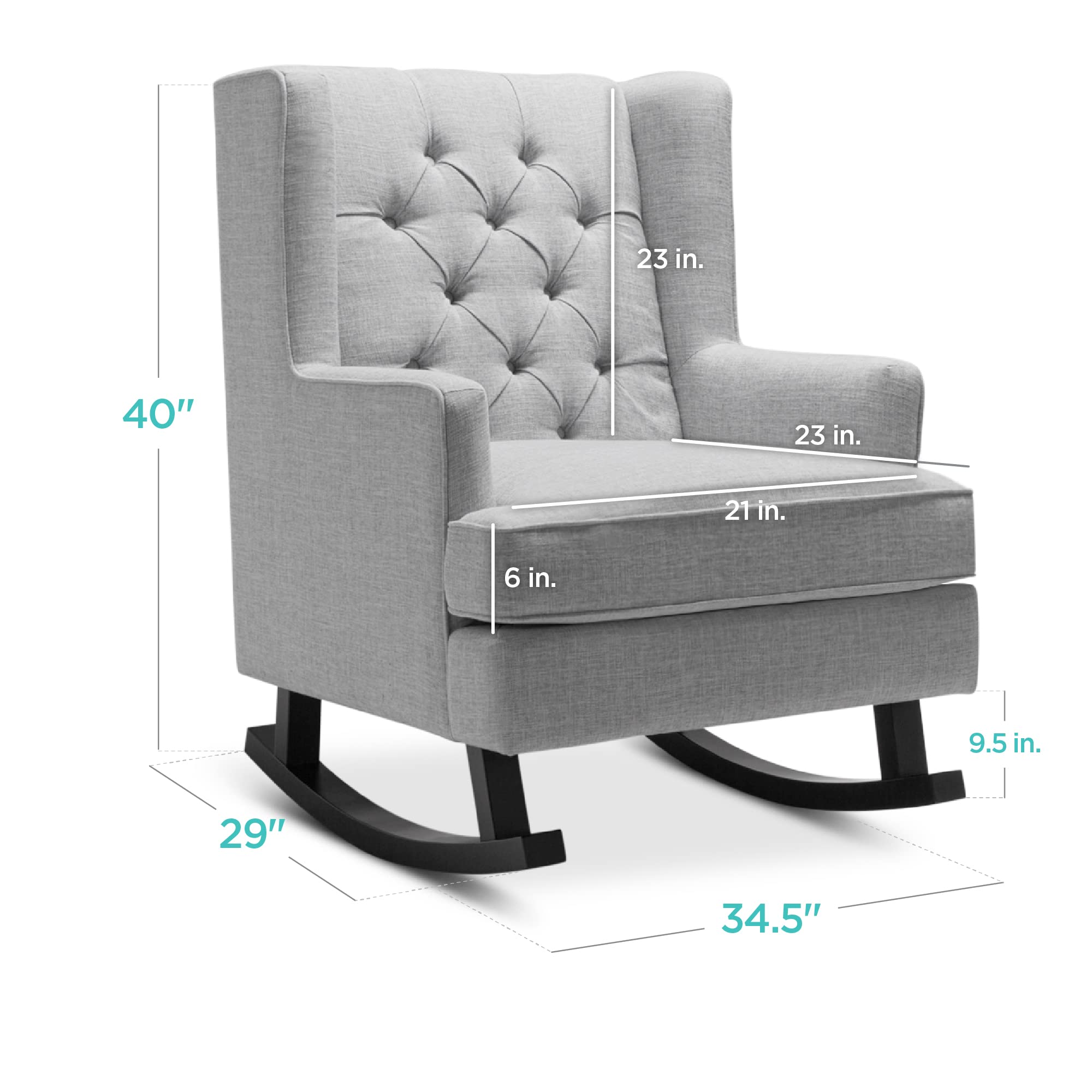 Best Choice Products Rocking Accent Chair, Tufted Upholstered Linen Wingback for Nursery, Living Room, Bedroom w/Wood Frame - Beige
