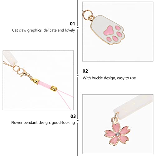 LUOZZY 2 Pcs Cellphone Strap Pendant Cat Paw Ornaments Cellphone Wrist Strap Anti-lost Phone Lanyard Bag Keychains Decor - Pink