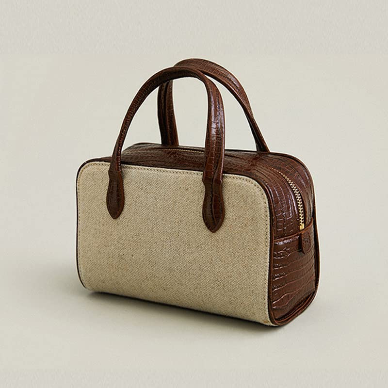 Coffee First Layer Cowhide Boston Bag New Soft Leather Women's Bag Vintage Handbag (Coffee)